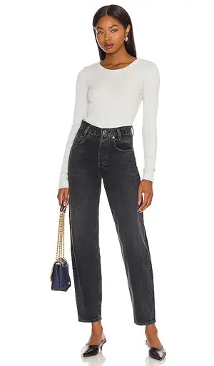 AGOLDE High Rise Tapered Baggy Jean In Black