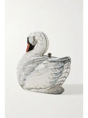 Judith Leiber Swan Odette Crystal-embellished Clutch - Silver