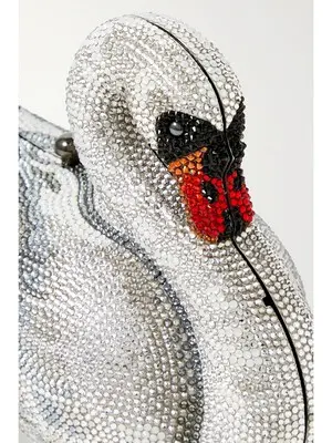 Judith Leiber Swan Odette Crystal-embellished Clutch - Silver
