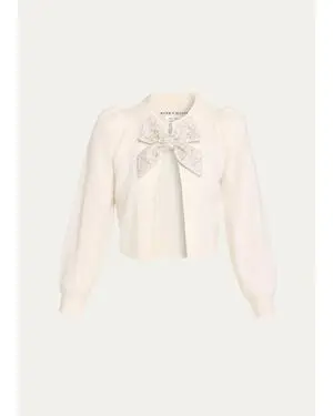 Alice + Olivia Kitty Puff-sleeve Cardigan