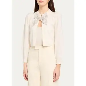 Alice + Olivia Kitty Puff-sleeve Cardigan