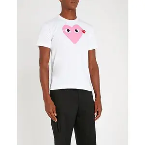 Play Comme Des Garcon Heart Logo Cotton T-shirt - Pink
