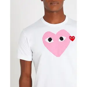 Play Comme Des Garcon Heart Logo Cotton T-shirt - Pink