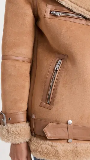 Avec Les Filles Bonded Faux Shearling Biker Jacket