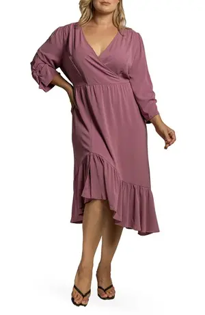 STANDARDS & PRACTICES Standards & Practices Kelsie Ruffle Hem Wrap Dress Deep Mauve