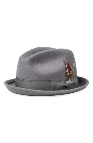 Brixton Gain Wool Fedora - Grey/ Dark Grey