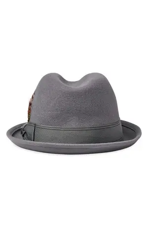 Brixton Gain Wool Fedora - Grey/ Dark Grey