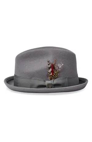 Brixton Gain Wool Fedora - Grey/ Dark Grey