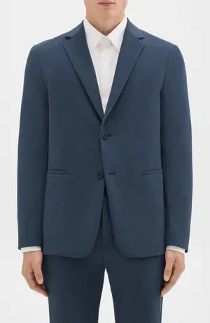 Theory Clinton Precision Ponte Knit Blazer Deep Sea Blue