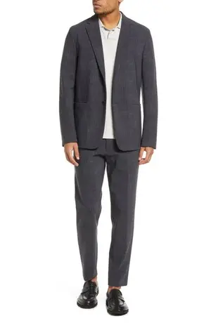 Theory Clinton Precision Ponte Knit Blazer Grey Melange