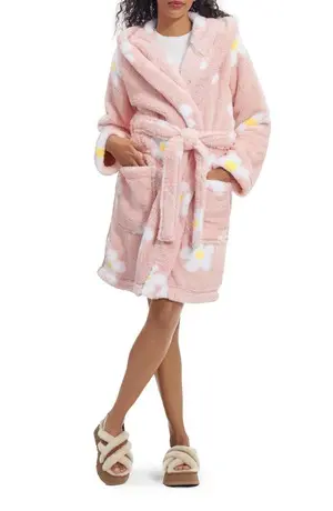 UGG UGG Aarti Faux Shearling Hooded Robe Lotus Daisy