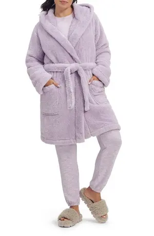 UGG UGG Aarti Faux Shearling Hooded Robe Misty Lake