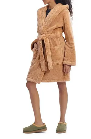 UGG UGG Aarti Faux Shearling Hooded Robe Oolong