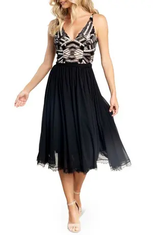 dress the population alicia dress Dress The Population Alicia Mixed Media Midi Dress Sz L $198 *877 plum