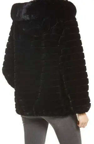 Gallery Faux Fur Hooded Jacket - Black