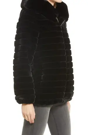 Gallery Faux Fur Hooded Jacket - Black