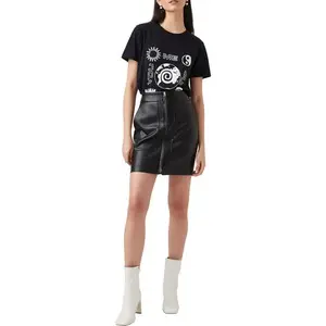 French Connection Crolenda Faux Leather Mini Skirt