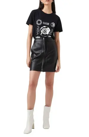 French Connection Crolenda Faux Leather Mini Skirt