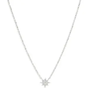 Anzie Sapphire Starburst Pendant Necklace - White Silver