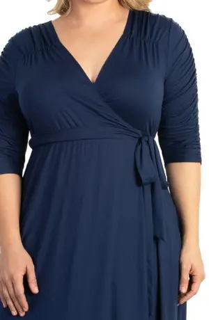 KIYONNA Meadow Dream Wrap Maxi Dress - Navy