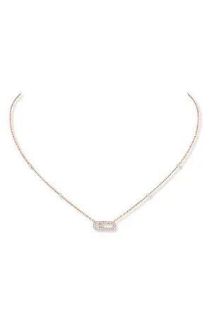 Messika Messika Move Uno Pavé Diamond Pendant Necklace Rose Gold/diamond