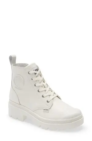 PALLADIUM Pallabase Leather Bootie - White/ White