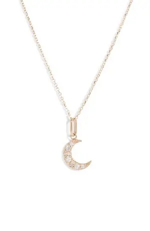 Anzie Luna Diamond Moon Pendant Necklace - White Gold