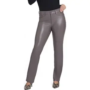 NYDJ Marilyn Faux Leather Straight Leg Pants - Falcon