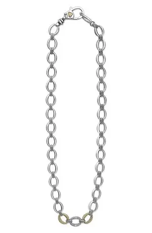 Lagos Caviar Lux Link Necklace With Diamonds