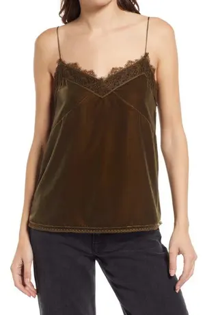 ALLSAINTS Noa Velvet Camisole - Khaki Green