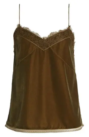 ALLSAINTS Noa Velvet Camisole - Khaki Green