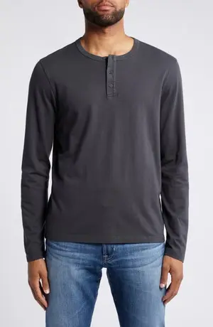 Ag Bryce Long Sleeve Henley Shirt Ink Stone