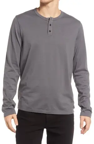 Ag Bryce Long Sleeve Henley Shirt Slate Sky