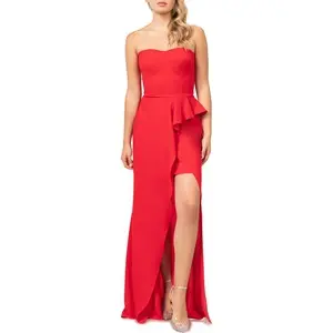 Dress The Population Kai Strapless Gown - Rouge
