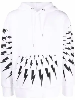 Neil Barrett Thunderbolt Print Hoodie - White