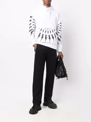 Neil Barrett Thunderbolt Print Hoodie - White