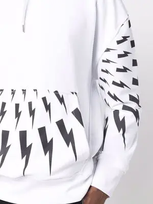 Neil Barrett Thunderbolt Print Hoodie - White