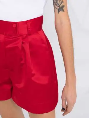 STYLAND High-waisted Pleated Shorts - Red