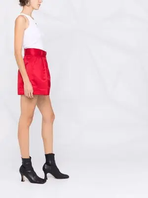STYLAND High-waisted Pleated Shorts - Red