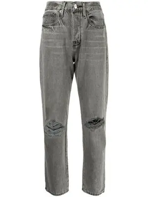 FRAME Grey Distressed Mom Jeans - Blue