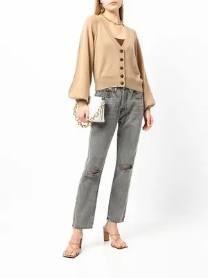 FRAME Grey Distressed Mom Jeans