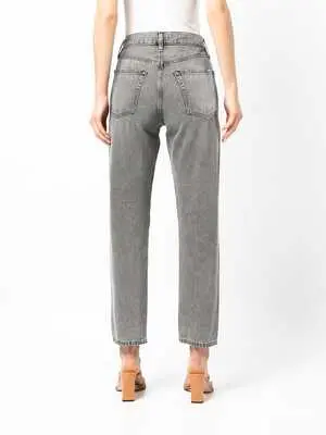 FRAME Grey Distressed Mom Jeans
