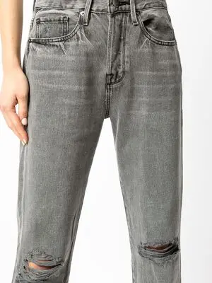 FRAME Grey Distressed Mom Jeans