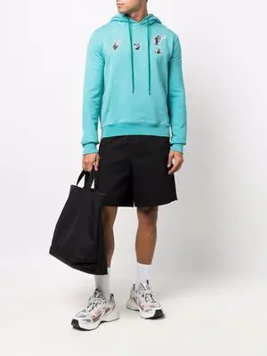 Off-White X Mlb Florida Marlins Logo-print Hoodie - Blue