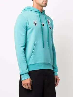 Off-White X Mlb Florida Marlins Logo-print Hoodie - Blue