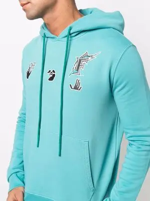 Off-White X Mlb Florida Marlins Logo-print Hoodie - Blue