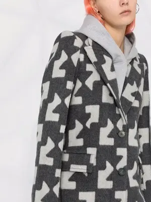 Off-White Geometric Pattern Overcoat