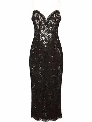 Dolce & Gabbana Sleeveless Tulle Midi Dress - Black