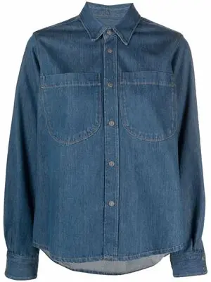 DIESEL® Cotton Drape Detail Long-sleeve Denim Shirt
