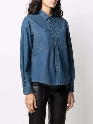 DIESEL® Cotton Drape Detail Long-sleeve Denim Shirt
